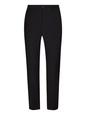 Dolce & Gabbana Stretch Wool Pants With Dg Embroidery - Blue