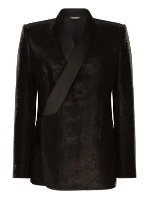 Dolce & Gabbana Sequined Double-breasted Sicilia-fit Tuxedo Jacket - Black