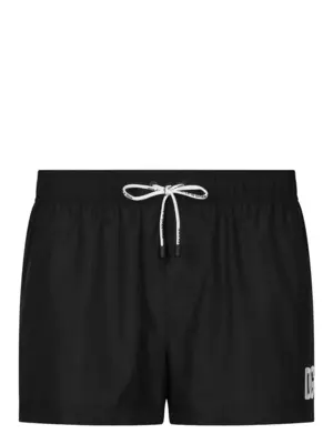 Dolce & Gabbana Swim Shorts With Dg Patch - Black