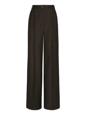 Dolce & Gabbana Pinstripe Wool Palazzo Pants - Multicolor