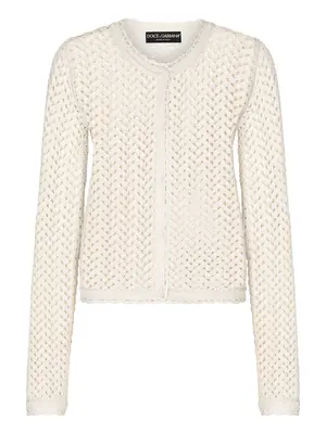Dolce & Gabbana Crochet Knit Jacket - White