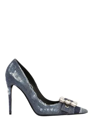 Dolce & Gabbana Patchwork Denim Pumps With Buckle - Blue