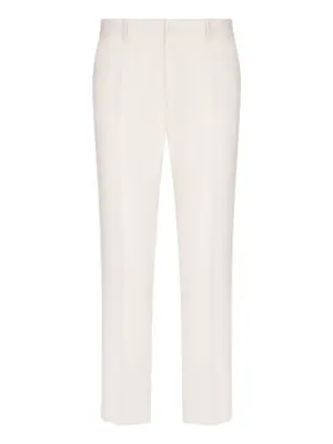 Dolce & Gabbana Stretch Wool Tuxedo Pants - White