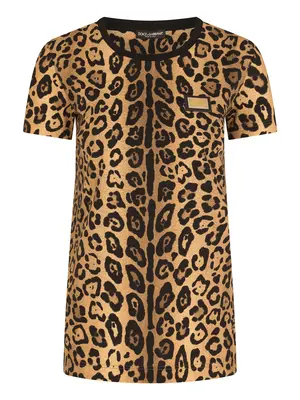 Dolce & Gabbana Leopard-print Jersey T-shirt - Multicolor