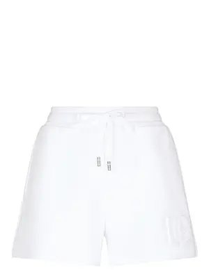 Dolce & Gabbana Jersey Shorts With Embossed Logo - White