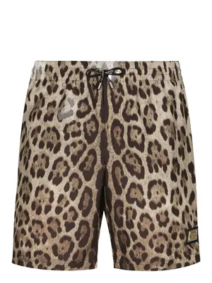 Dolce & Gabbana Mid-length Swim Trunks With Leopard Print - Animal Print