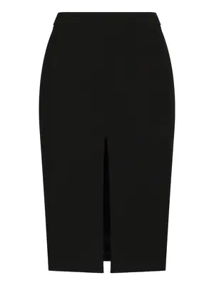 Dolce & Gabbana Wool Midi Pencil Skirt With Slit - Black