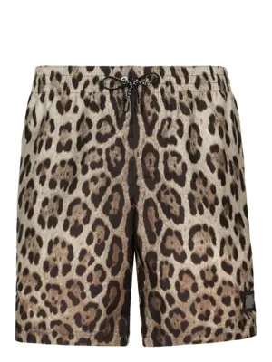 Dolce & Gabbana Mid-length Swim Trunks With Leopard Print - Animal Print