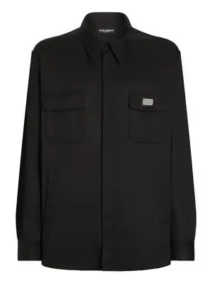 Dolce & Gabbana Nylon Shirt With Logo Tag - Black