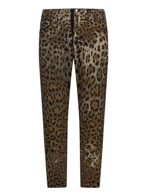 Dolce & Gabbana Loose Fit Jeans With Dg Leopard Print - Multicolor