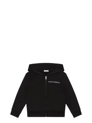 Dolce & Gabbana Jersey Hoodie With Logo Embroidery - Black