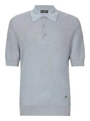 Dolce & Gabbana Stretch Cotton Polo-shirt With Dg Hardware - Azure