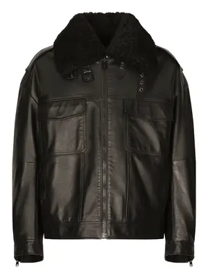 Dolce & Gabbana Bullskin Jacket With Shearling - Black