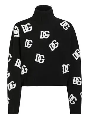 Dolce & Gabbana Cropped Wool Sweater With Dg Inlay - Print
