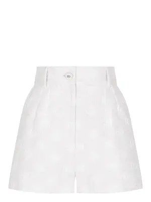 Dolce & Gabbana Jacquard Shorts With Dg Logo - White