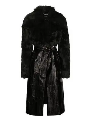 Dolce & Gabbana Alpaca And Eel Skin Belted Coat - Black