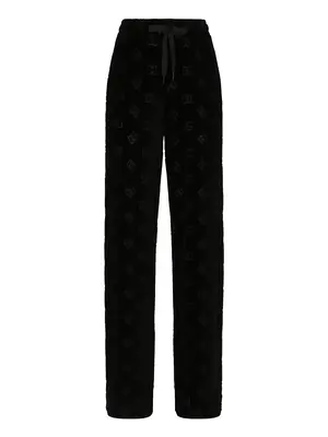 Dolce & Gabbana Flocked Jersey Pants With Dg Logo - Black