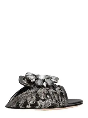 Dolce & Gabbana Lace Slippers With Crystals - Grey