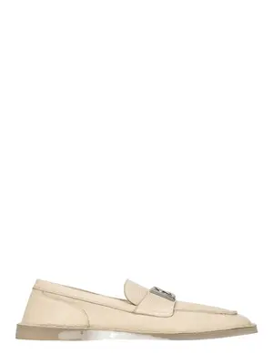Dolce & Gabbana Deerskin Loafers With Dg Logo - Beige