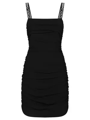 Dolce & Gabbana Short Cady Draped Dress - Black
