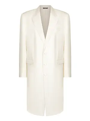 Dolce & Gabbana Single-breasted Silk Twill Coat - White