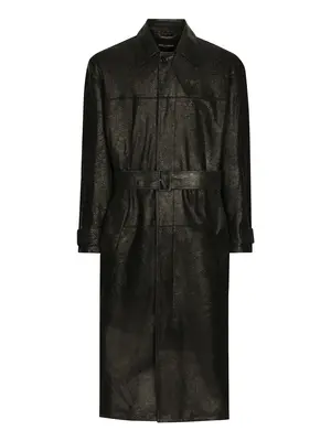 Dolce & Gabbana Leather Trench Coat - Black