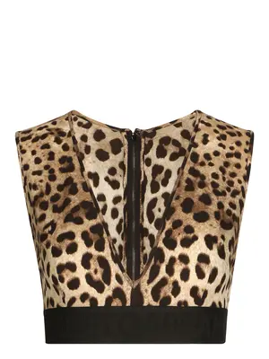 Dolce & Gabbana Leopard-print Charmeuse Top - Animal Print