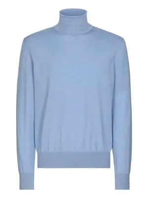 Dolce & Gabbana Extra-fine Cashmere And Silk Turtleneck Sweater - Azure