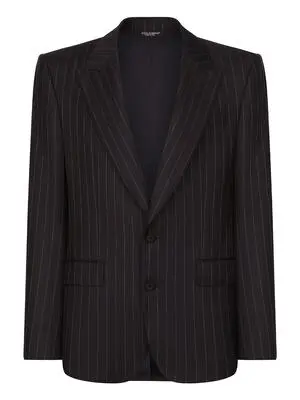 Dolce & Gabbana Single-breasted Pinstripe Wool Sicilia-fit Jacket - Blue