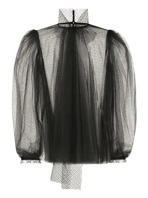Dolce & Gabbana Mesh Pussy-bow Blouse - Black