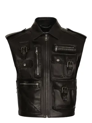 Dolce & Gabbana Bullskin Vest With Patch Pockets - Black