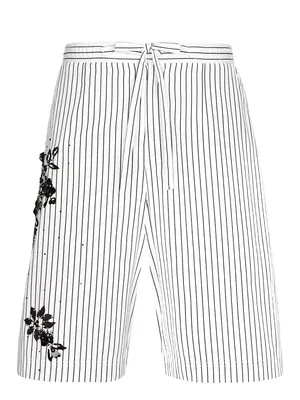 Dolce & Gabbana Striped Poplin Shorts With Embellishments - White