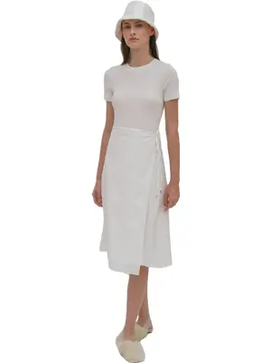 Rosetta Getty Short Sleeve Apron Combo T-shirt Dress - White