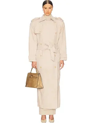 HELSA Suede Trench Coat - Clay