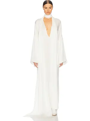 HELSA Serafina Silk Maxi Dress - White