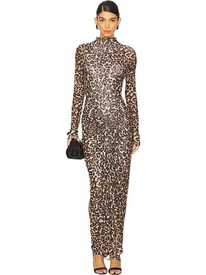 Ronny Kobo Ronny Kobo Long Sleeve Leopard Print Maxi Dress Leopard