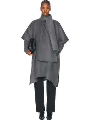 TOTEME Double Scarf Coat - Mid Grey Melange