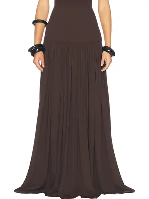HELSA Diaphanous Maxi Skirt - Coffee