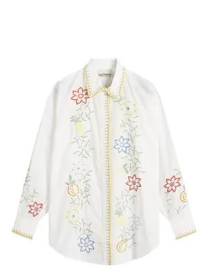 ALEMAIS Olivia Embroidered Linen Shirt - Cream