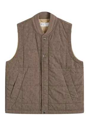 Universal Works Leopard Poly Tech Carlton Gilet - Sand