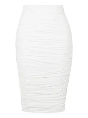 MAYGEL CORONEL Dasos Ruched Midi Skirt - Off-white