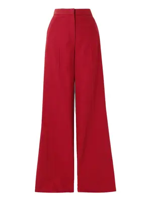 Max Mara Ruggero Cotton-twill Wide-leg Trousers - Red