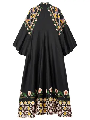 La DoubleJ Magnifico Printed Silk-twill Maxi Dress - Black