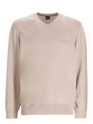 BOSS V-neck Cotton Jumper - Neutrals