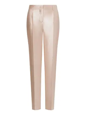 Alberta Ferretti Mikado Satin Trousers - Neutrals