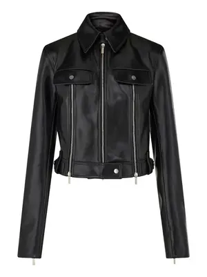 FERRAGAMO Leather Biker Jacket - Black