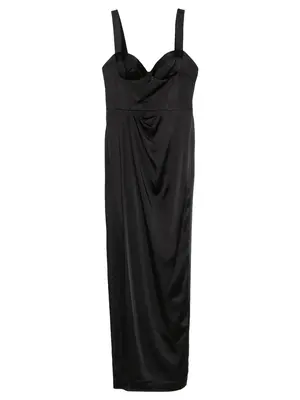 Marchesa Satin Bustier Gown - Black