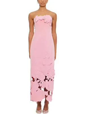 LEO LIN Rayna Strapless Crepe Dress - Flamingo