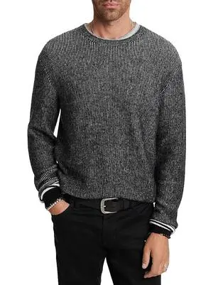 John Varvatos Regular Fit Ribbed Sweater - Black/white