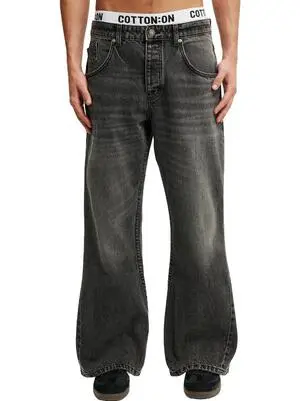 COTTON ON Baggy Bootcut Jeans Domino Black